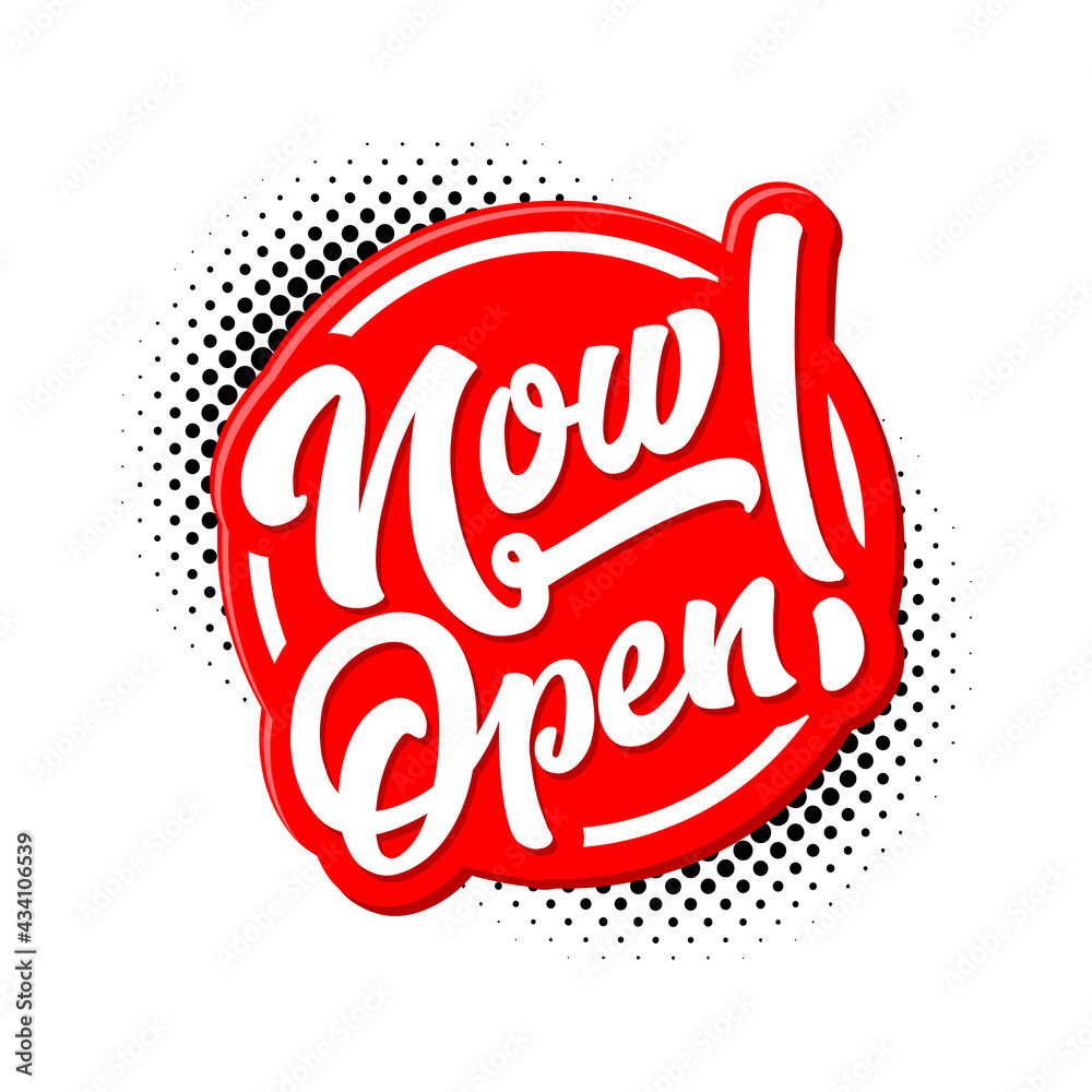 Now open lettering sign. Vector on transparent background Stock Vector ...
