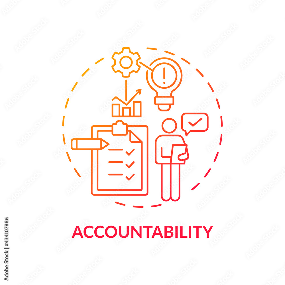 Accountability red gradient concept icon. Self regulation. Personal ...