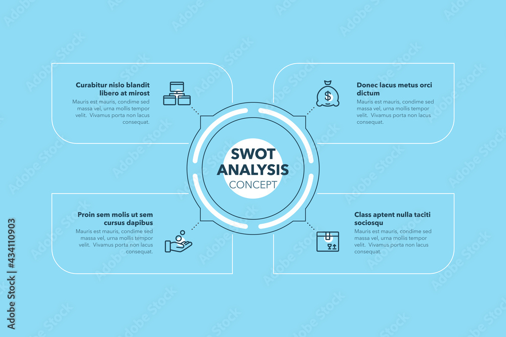 Simple concept for swot analysis concept with four steps and place for ...