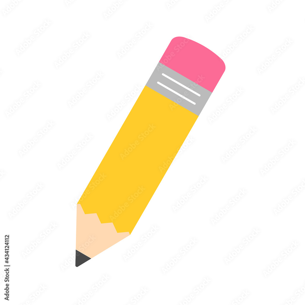 Yellow pencil vector Concept of back to school. Isolated on white ...