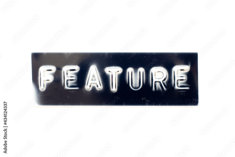 Embossed letter in word feature on black banner with white background ...