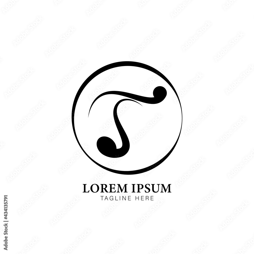 Letter T Alphabet Music Logo Design isolated on white color background ...