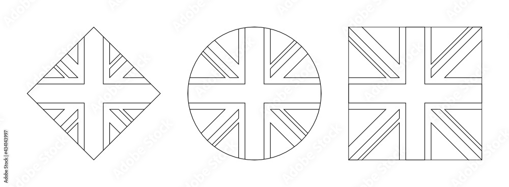 uk flag outline set. vector illustration isolated on white background ...