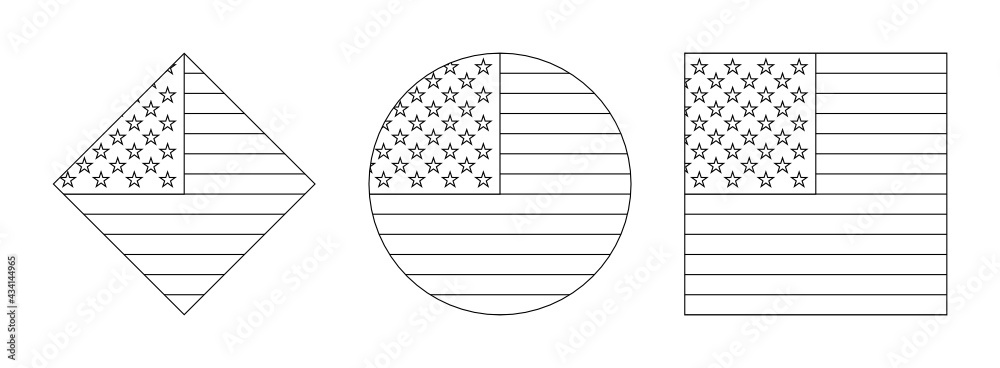 american flag outline set, isolated on white background Stock Vector ...