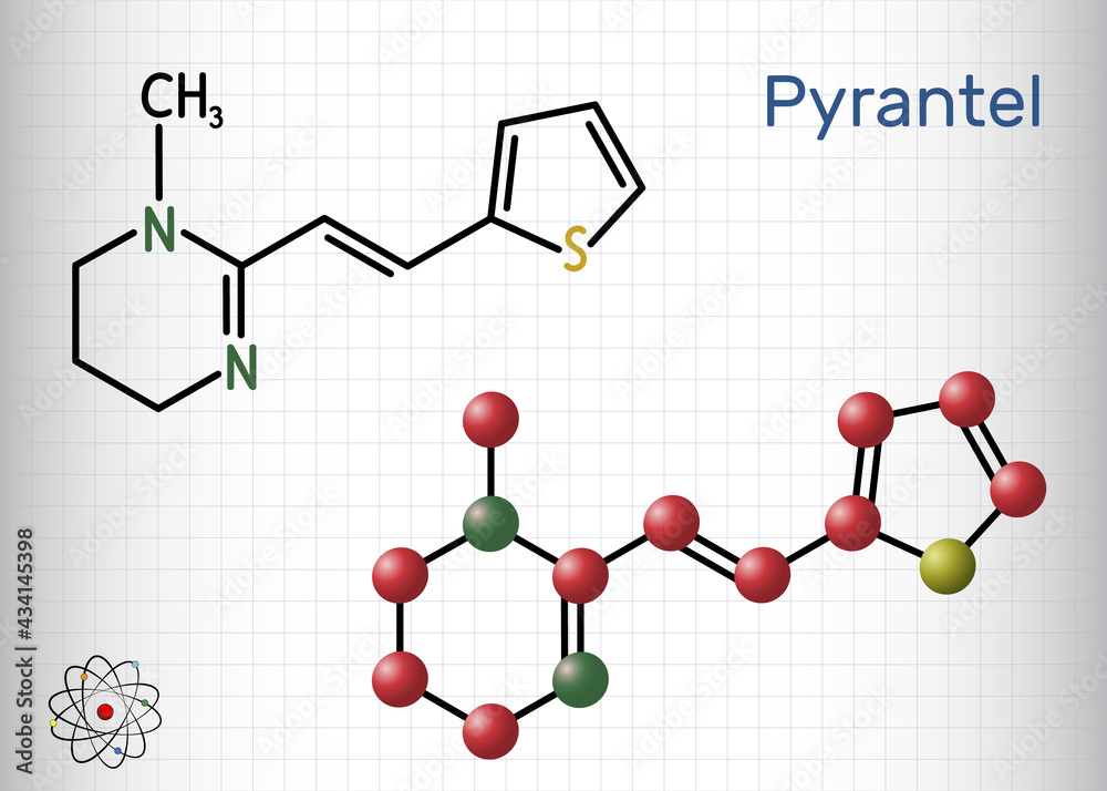 Pyrantel molecule. It is pyrimidine derivative anthelmintic ...