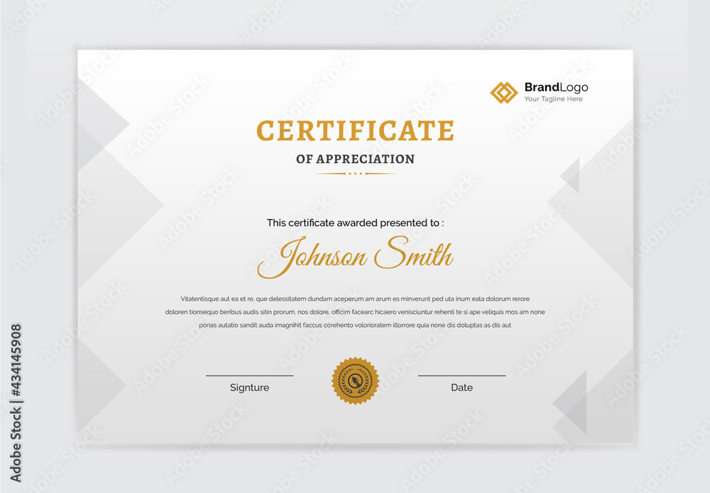 Simple Certificate Layout Stock Template | Adobe Stock