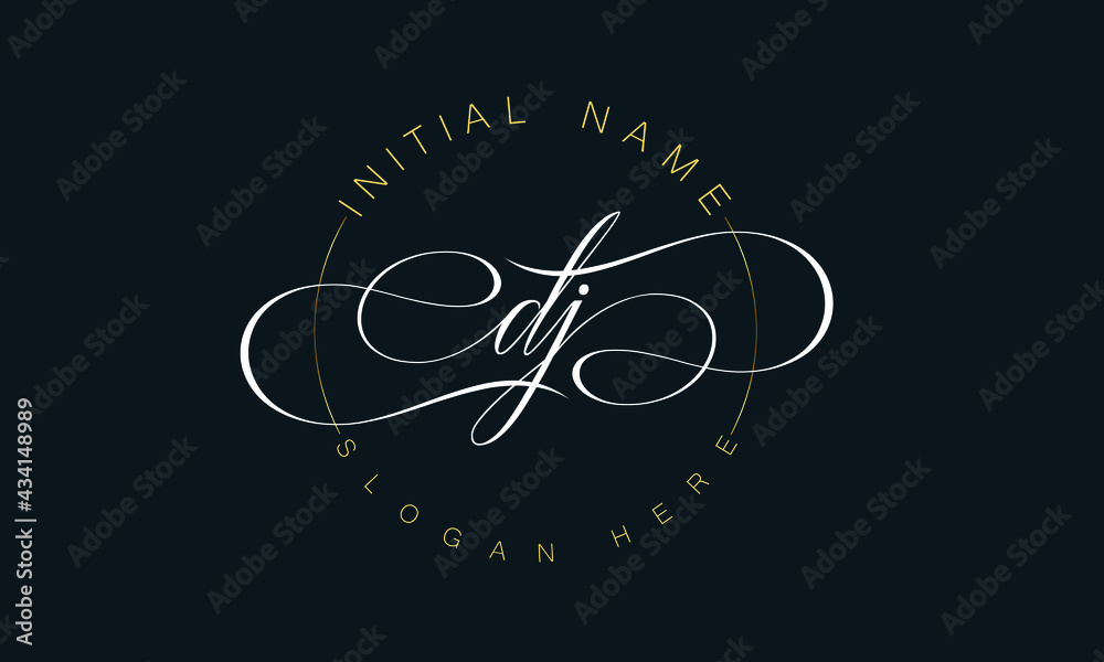 DJ/JD cursive letter stylish luxury logo in golden and white color, DJ ...