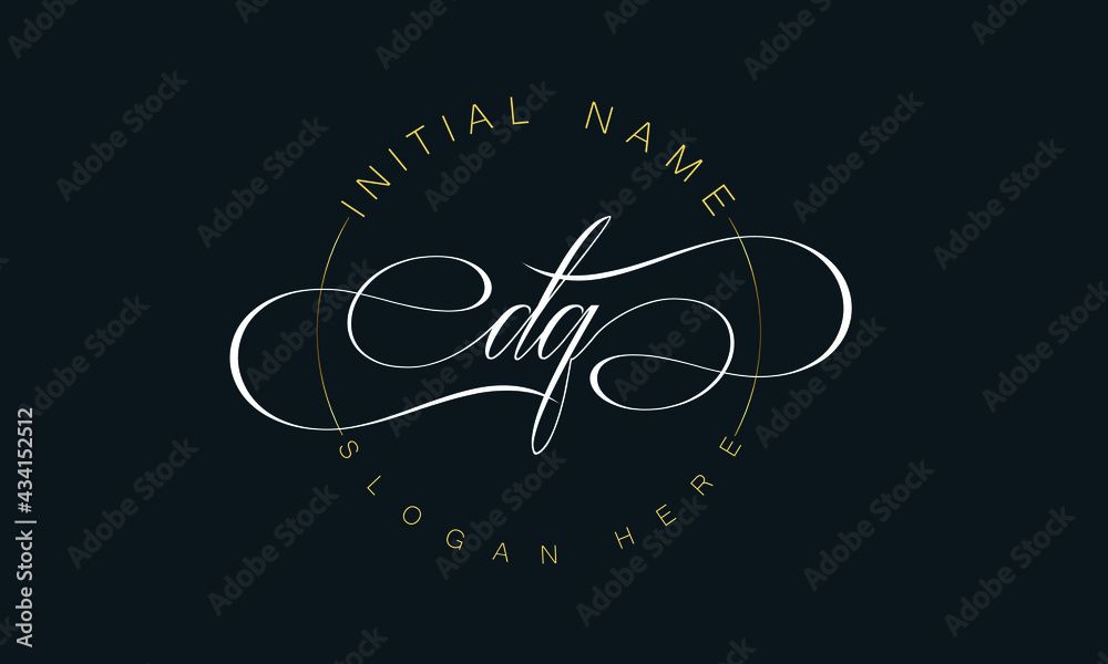 DQ/QD cursive letter stylish luxury logo in golden and white color, DQ ...