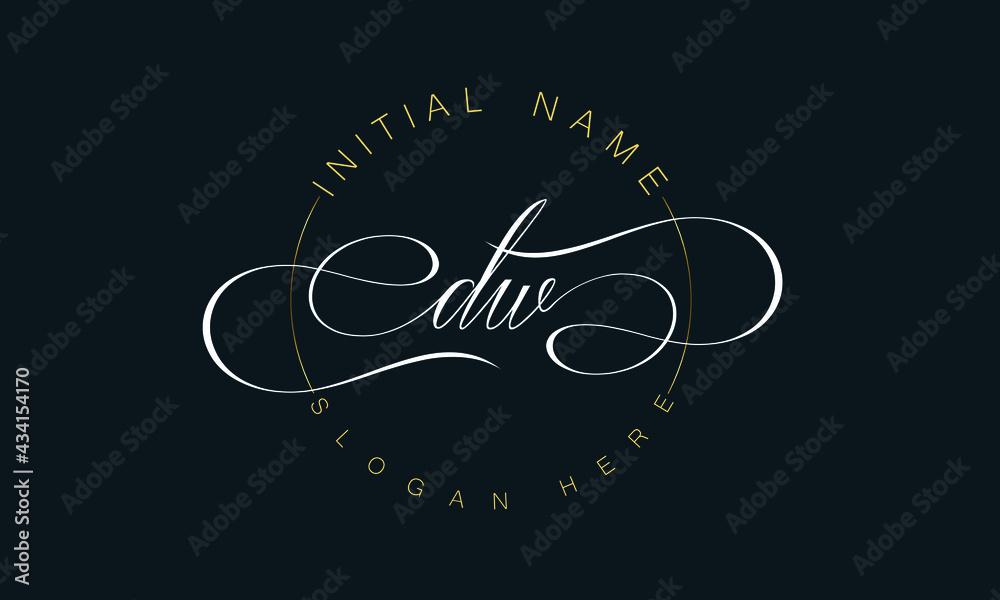 DW/WD cursive letter stylish luxury logo in golden and white color, DW ...