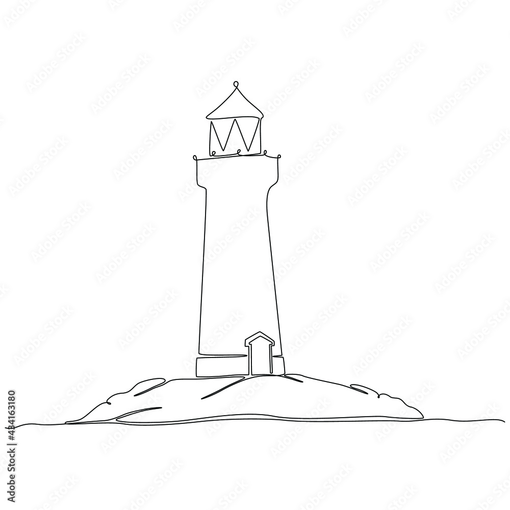 Continuous line drawing of lighthouse vector illustration Stock Vector ...