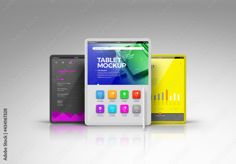 Tablet Mockup - Minimal, Editable Color, Front View Stock Template ...