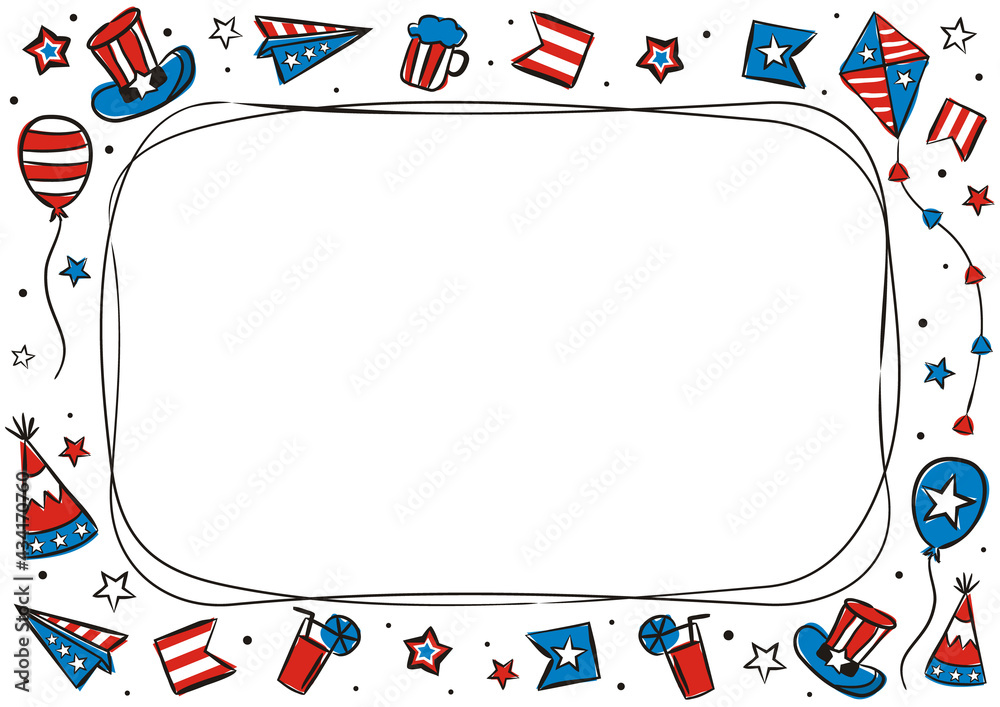 Hand drawn frame for USA Independence Day. Template by July 4th in ...