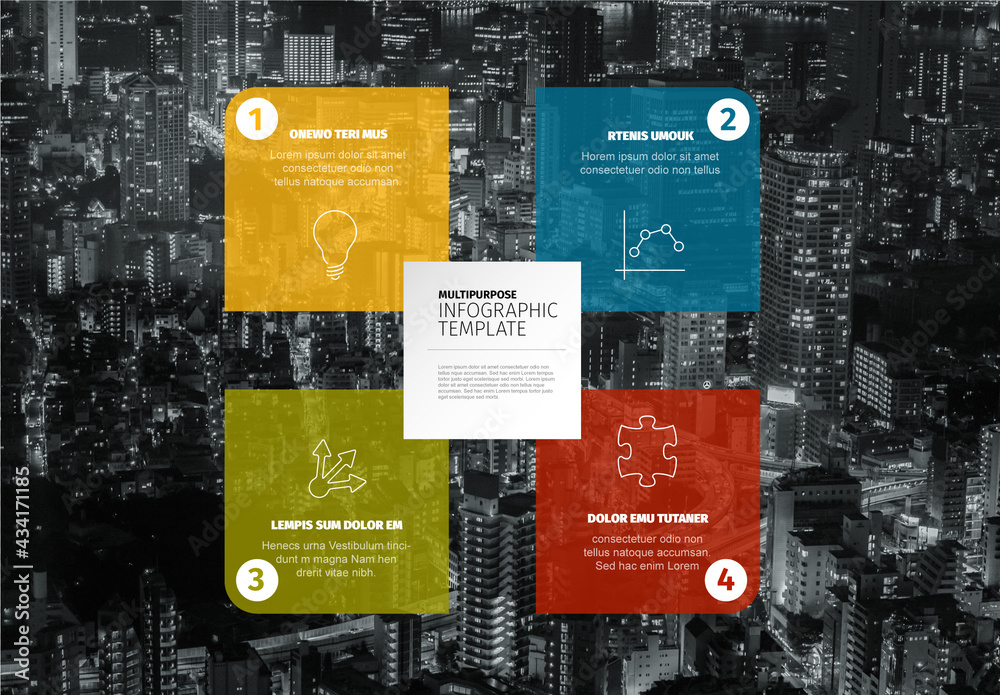Four Squares Infographic Layout with Photo Placeholder Stock Template ...