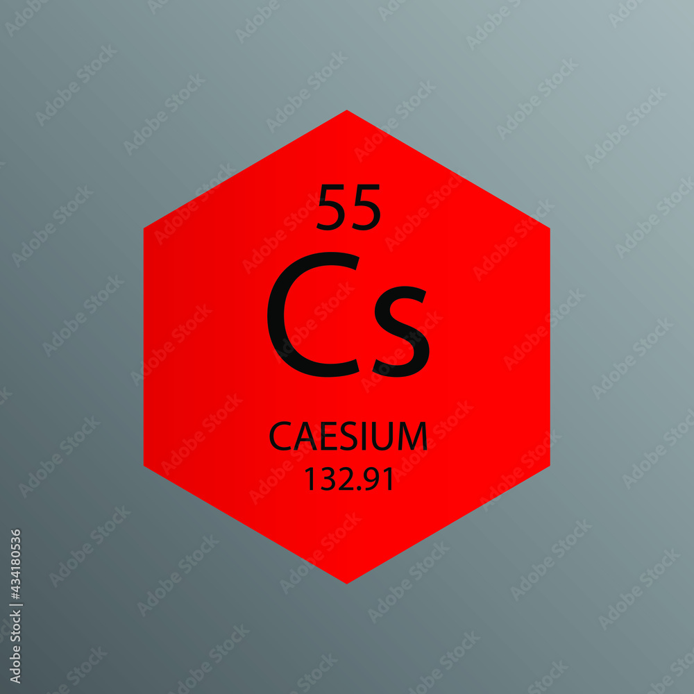 Cs Caesium Alkali metal Chemical Element Periodic Table. Hexagon vector ...
