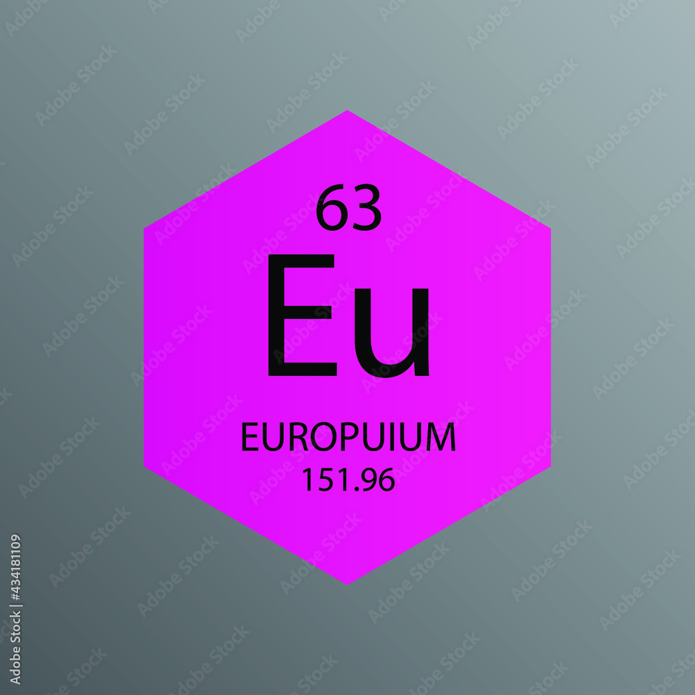 Eu Europium Lanthanide Chemical Element Periodic Table. Hexagon vector ...