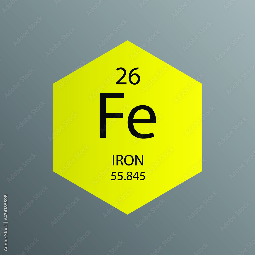 Fe Iron Transition metal Chemical Element Periodic Table. Hexagon ...