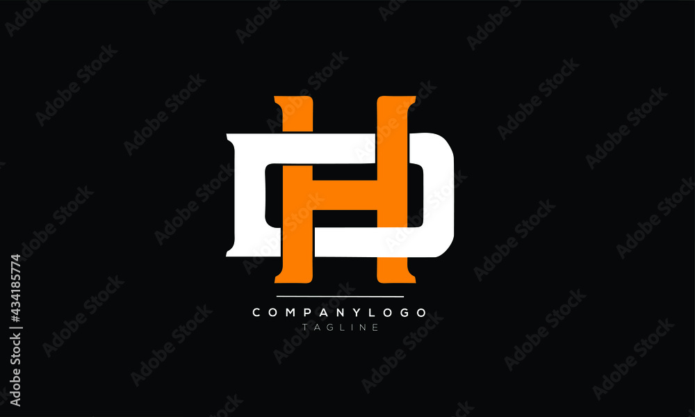 DH HD initials monogram letter text alphabet logo design Stock Vector ...