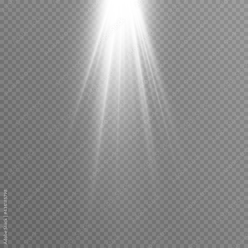 Vector white light. Sun, sun rays, flare, dawn png. Explosion of white ...