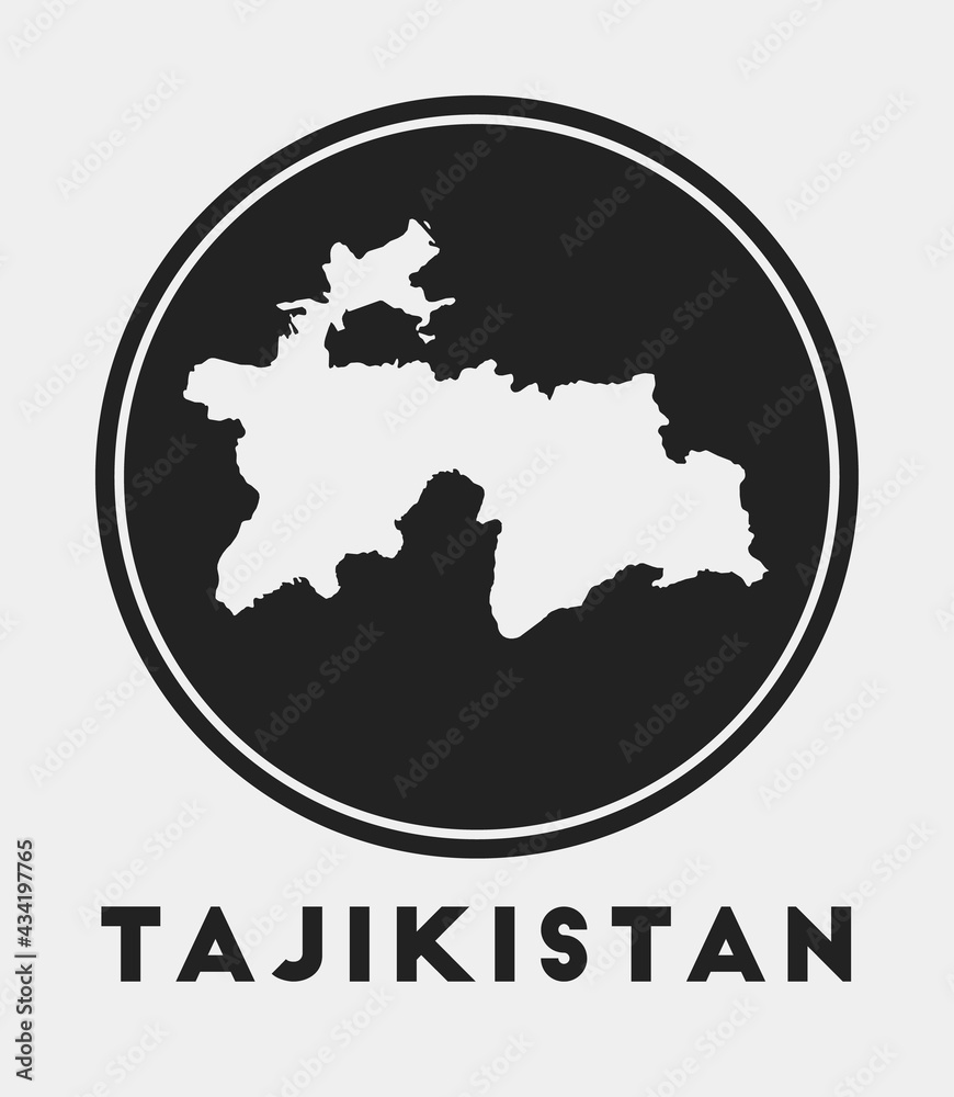 Tajikistan icon. Round logo with country map and title. Stylish ...