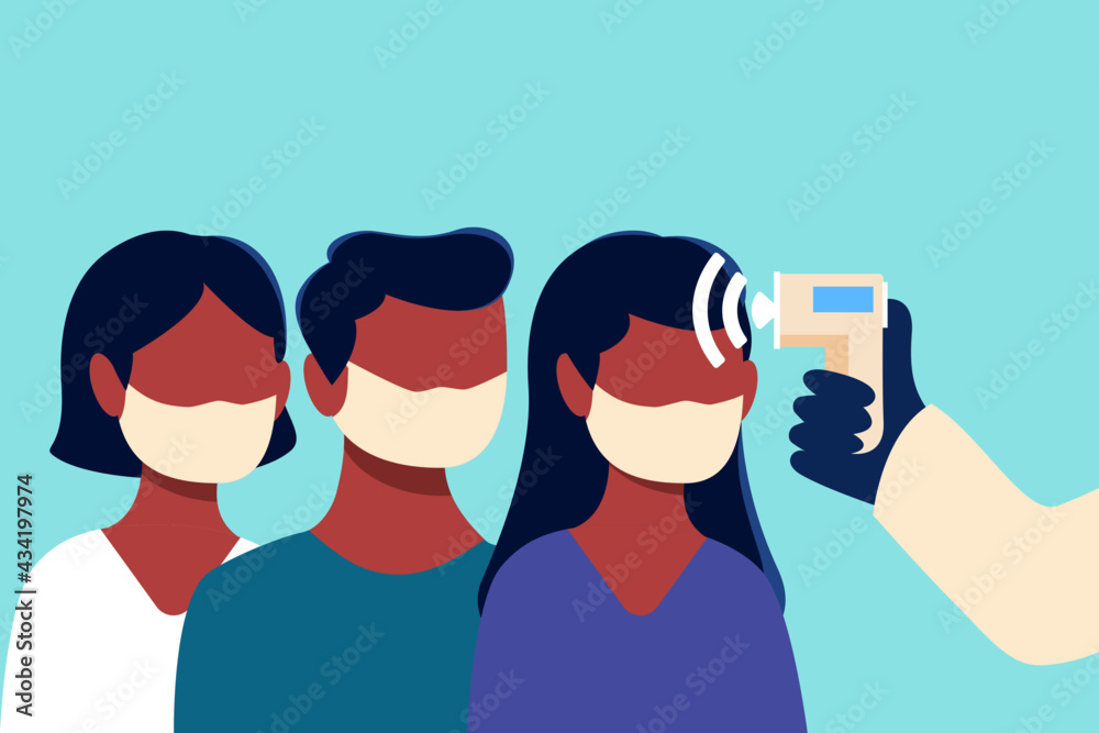 Temperature measurement illustration. African american ethnicity people ...