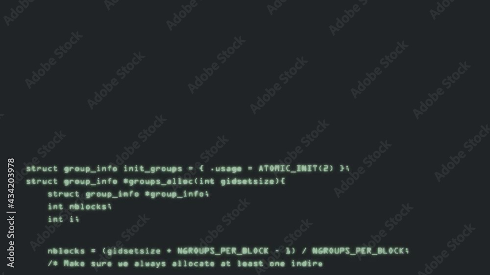 Programming code running down a computer screen terminal. Computer ...