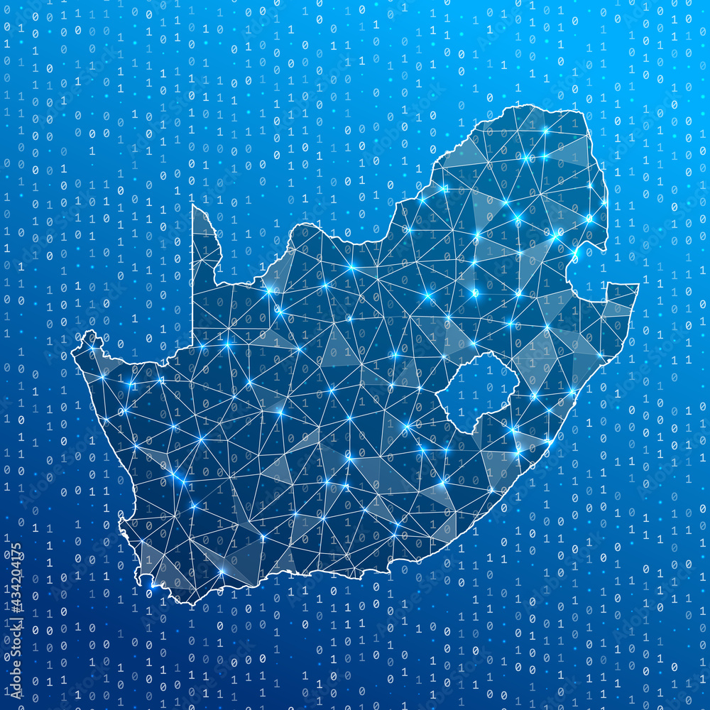 Network map of South Africa. Country digital connections map ...
