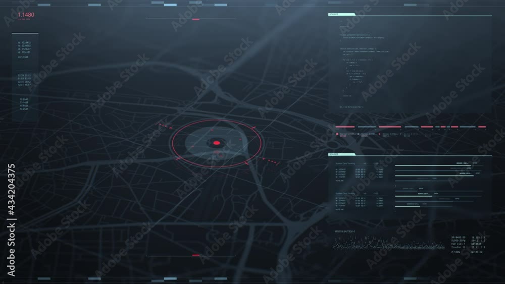 Futuristic security spy program interface. Dynamic modern HUD. GPS ...