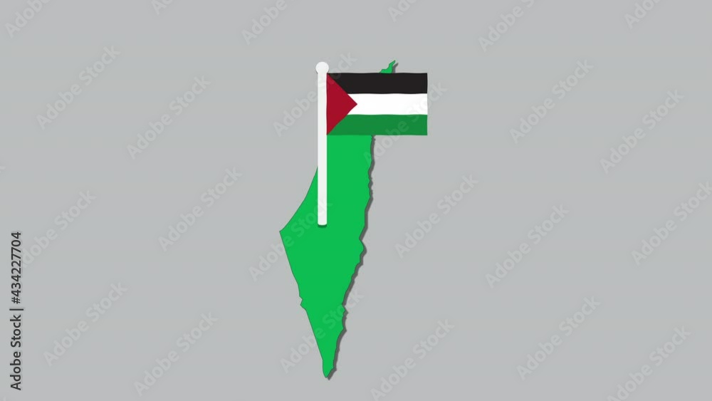 An animation of Palestine solidarity concept. Waving flag after been ...