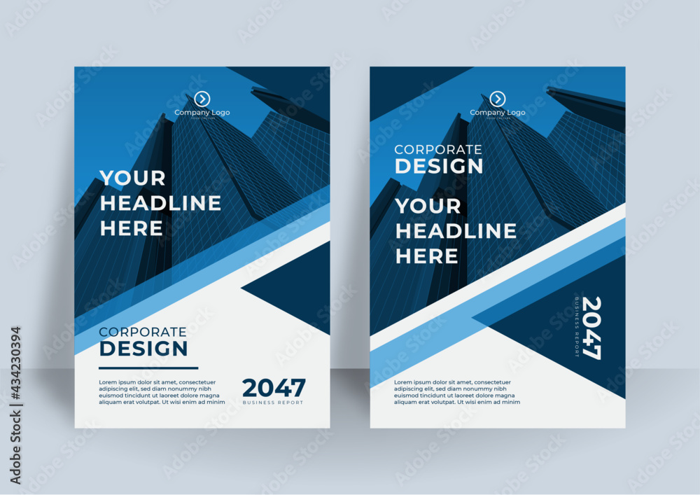 Blue Business Corporate Modern Cover A4 Design. Annual report brochure ...