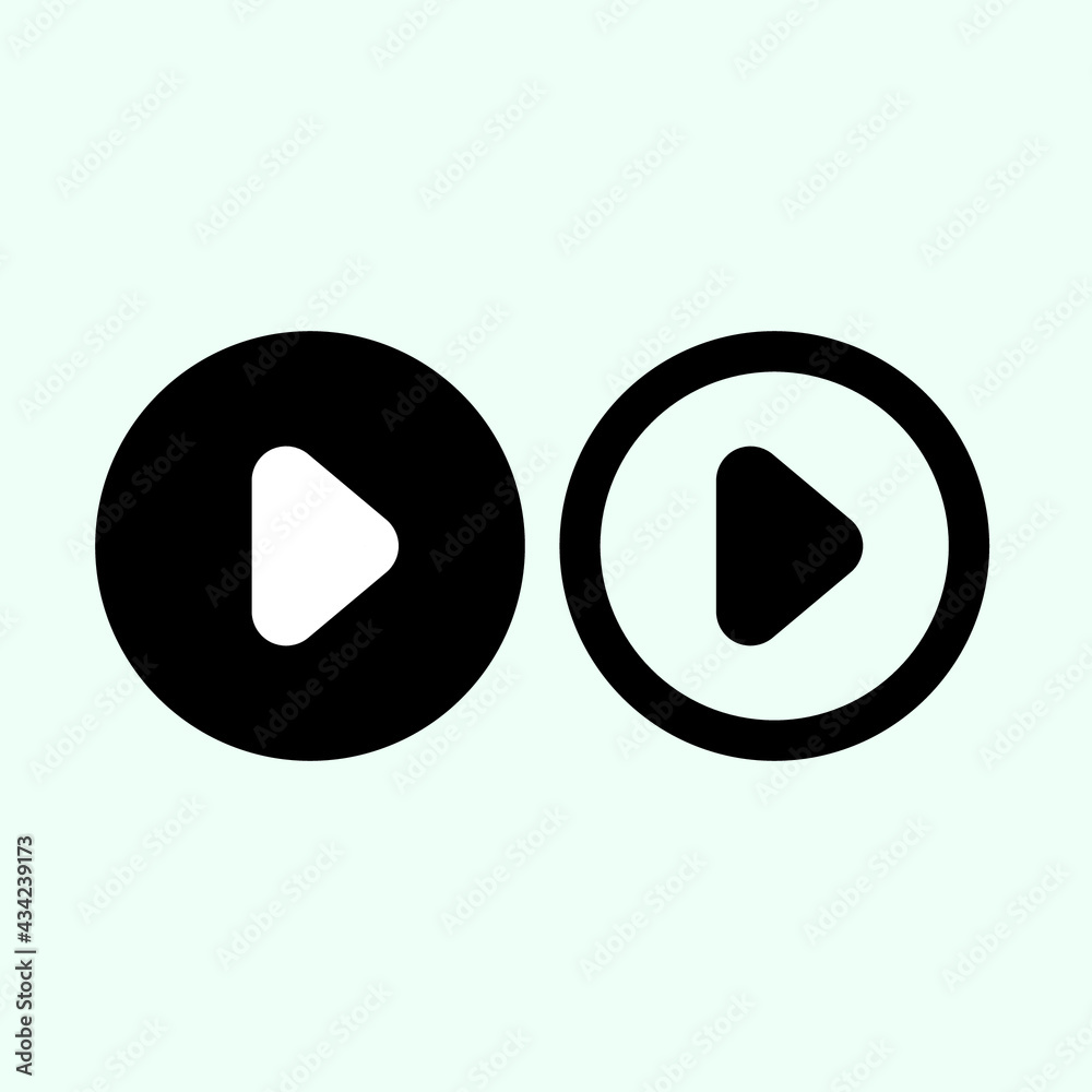 Play button icon in trendy flat style isolated on grey background. Play ...