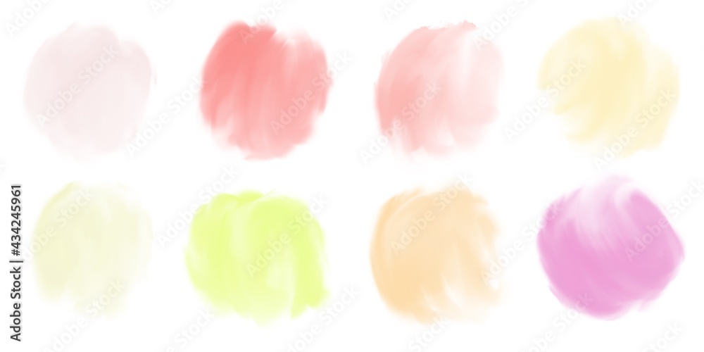 Set of watercolor circles multicolored. Peach watercolor background ...