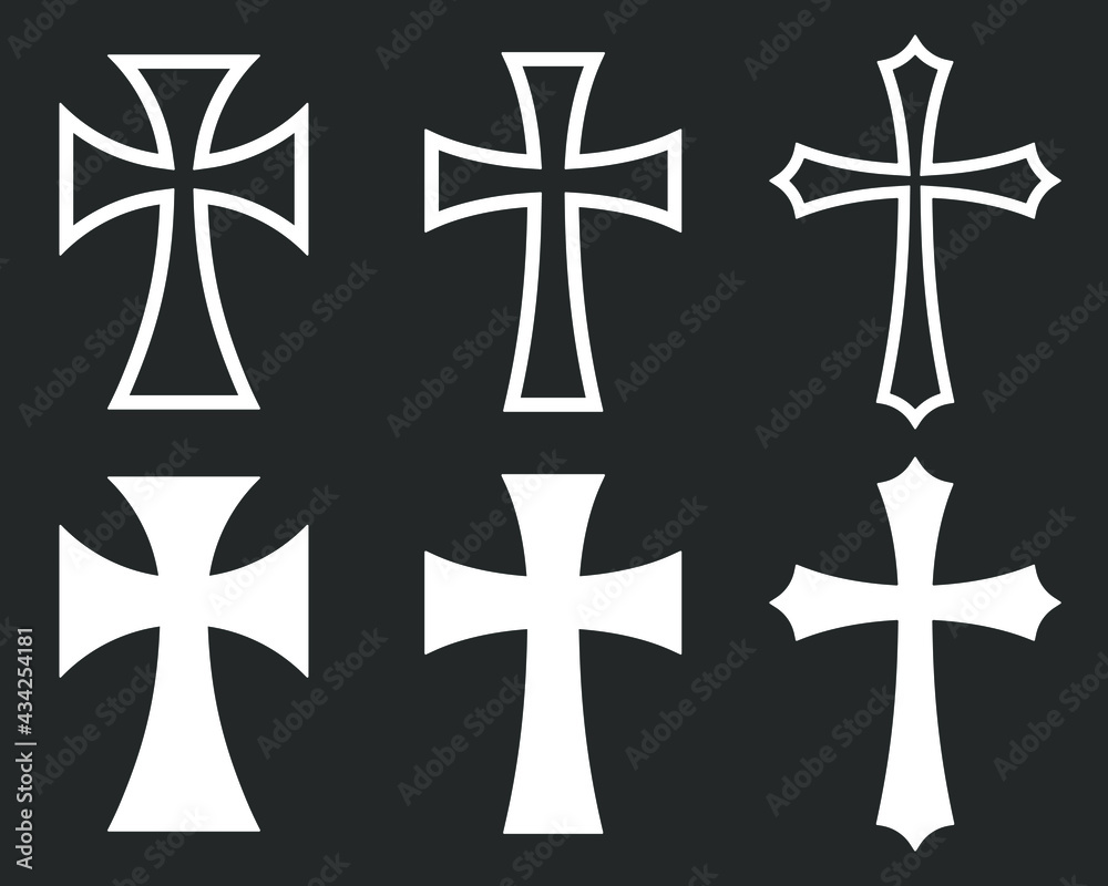 Cross vector shape symbol. Christianity sign. Christian religion icon ...