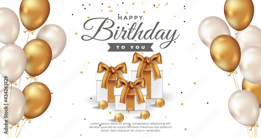 happy birthday greeting template with balloon and gift box Stock Vector ...