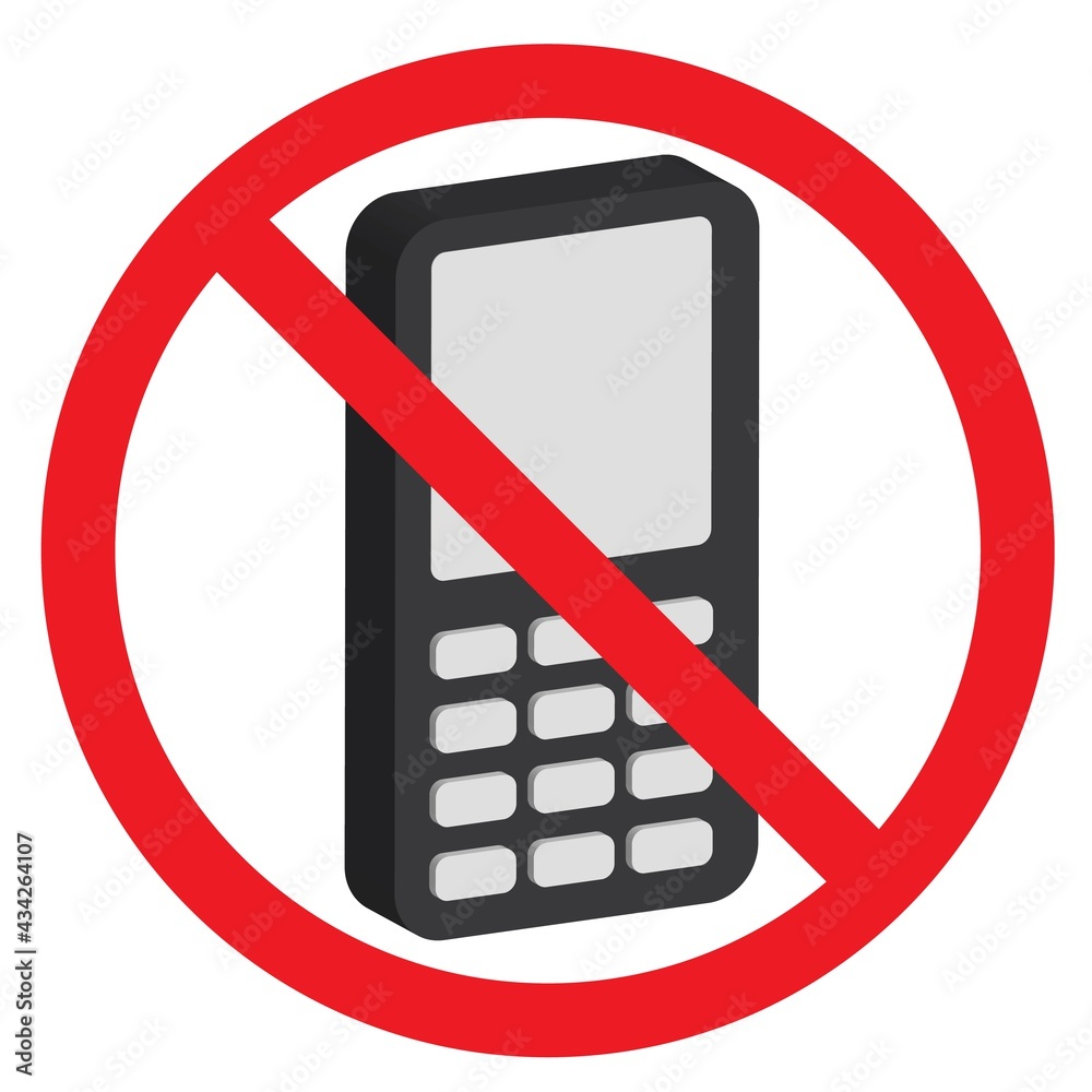 Telephone warning stop sign icon. Push button phone turn off. Vector ...