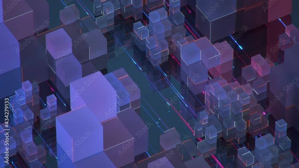 Blockchain technology background with cubes and glow lines. Seamless ...