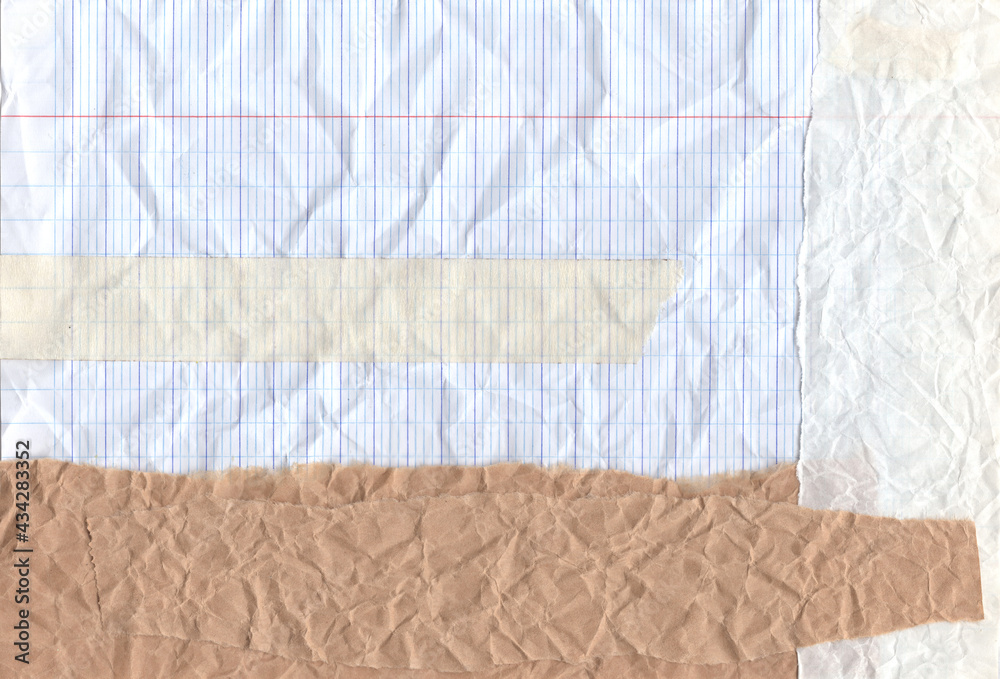 White crumpled paper. Blue graph lines, hi resolution old drawing grid ...