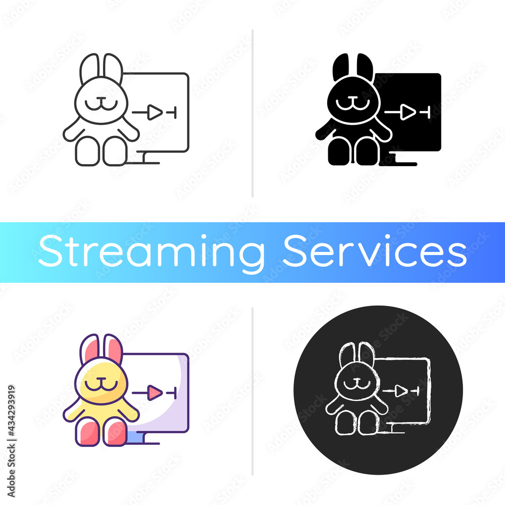 Cartoons streaming icon. Family-friendly shows. Entertainment content ...