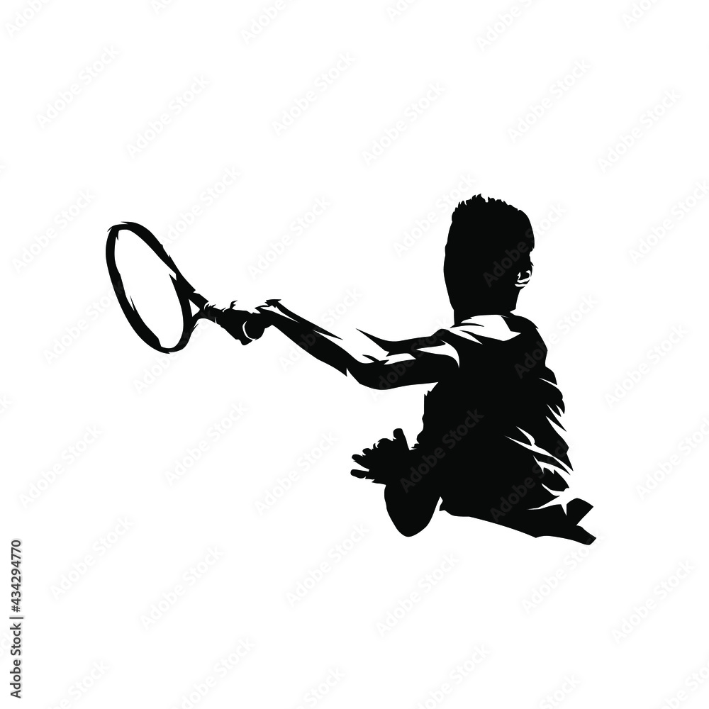 Poster Tennis player forehand shot, isolated vector silhouette – Wall ...