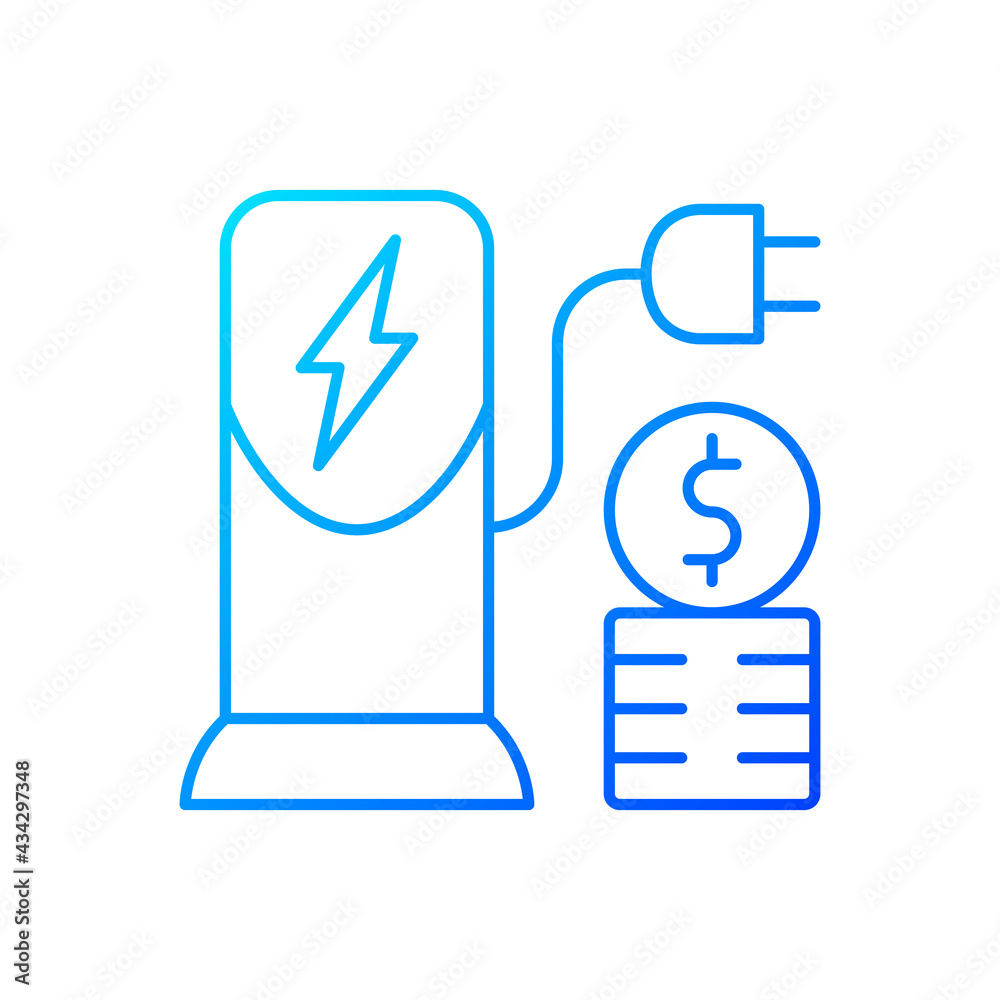 Charging cost gradient linear vector icon. Amount of money payed for ...
