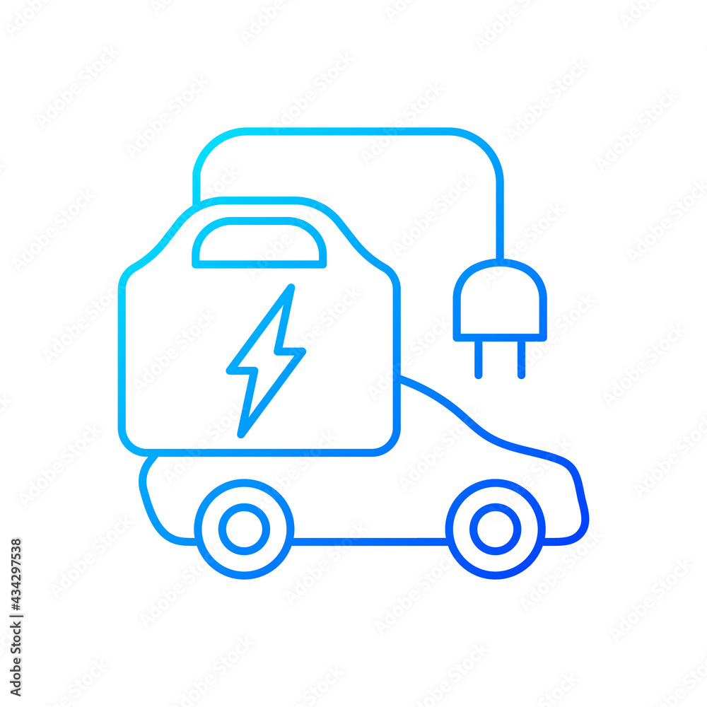 Vetor de Portable EV charger gradient linear vector icon. Charging ...
