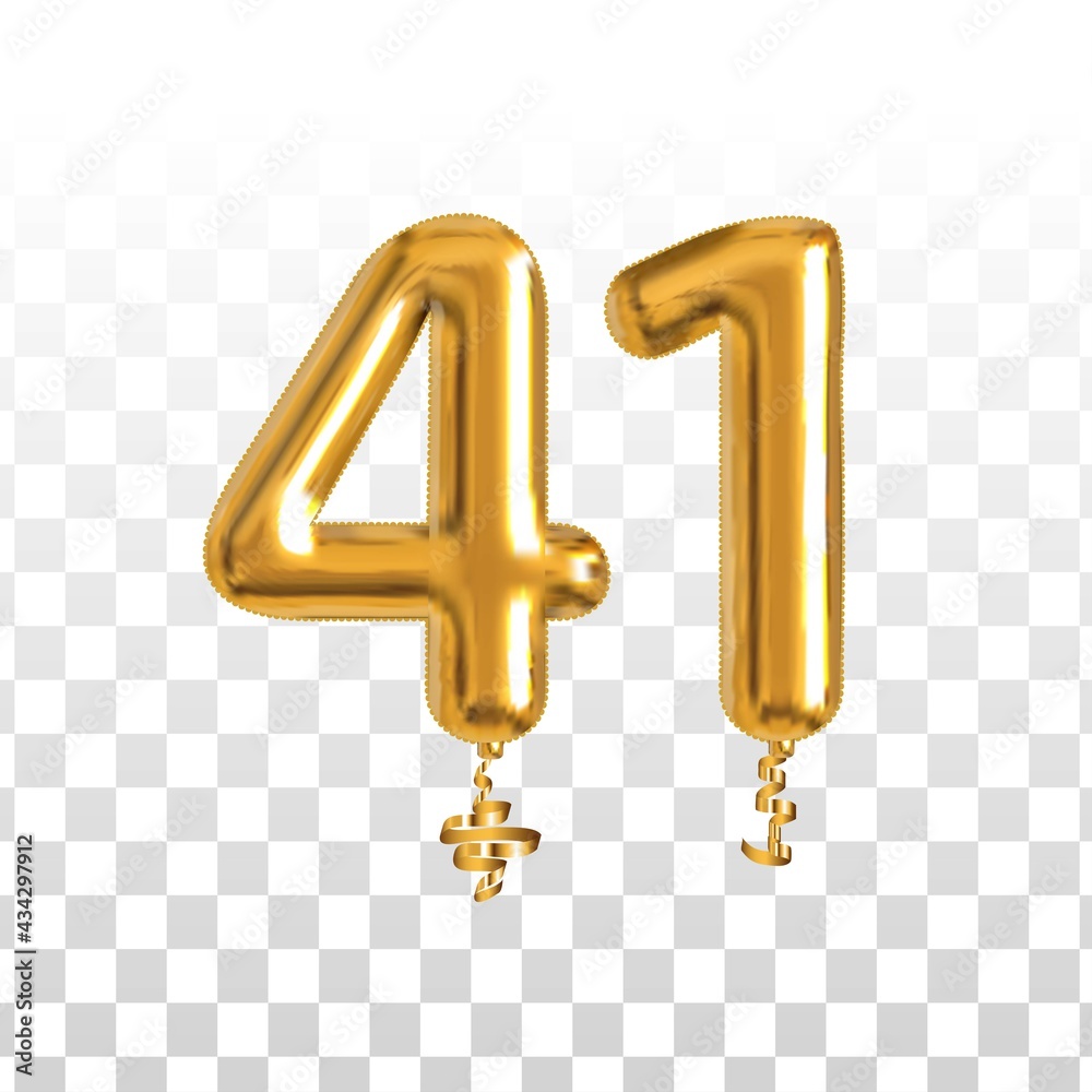 Vector realistic isolated golden balloon number of 41 for invitation ...