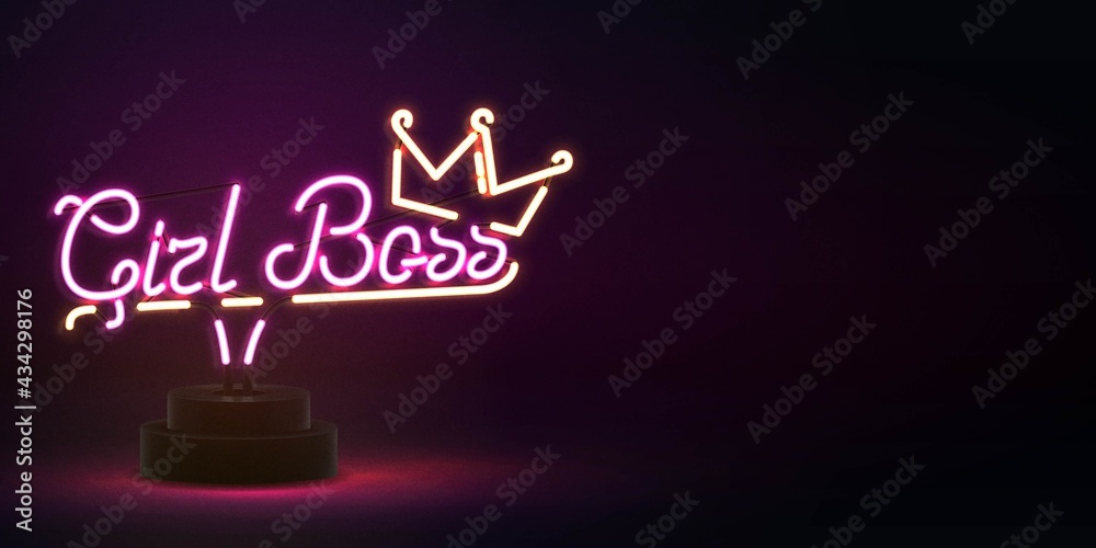 Vector realistic isolated neon sign of Girl Boss with copy space for ...