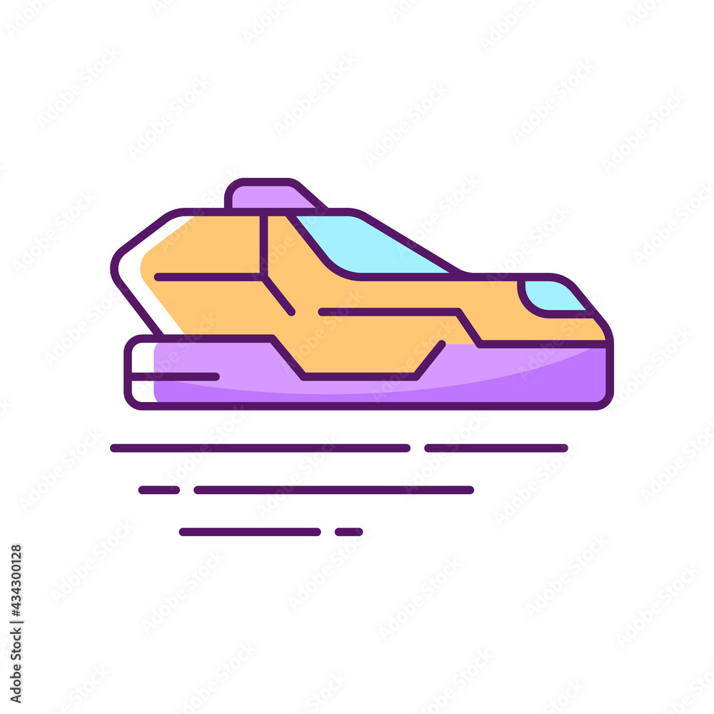 Flying car RGB color icon. Autonomous automobile. Smart driving system ...