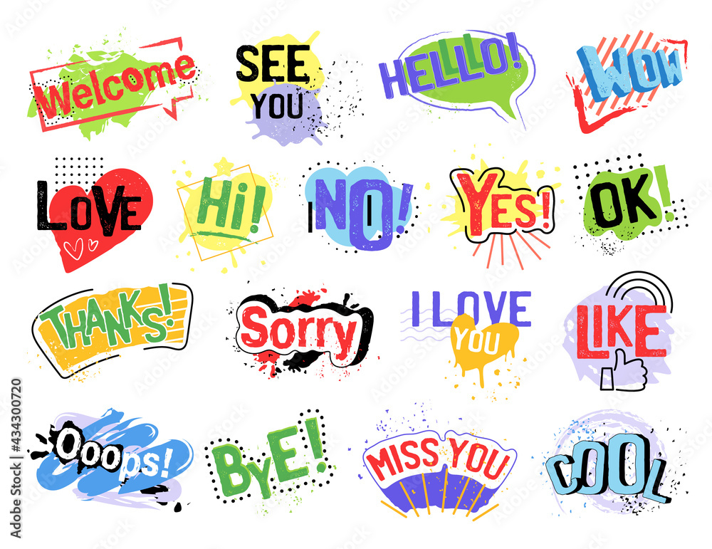 Set of Speech Bubbles, paint design vector illustration on white ...
