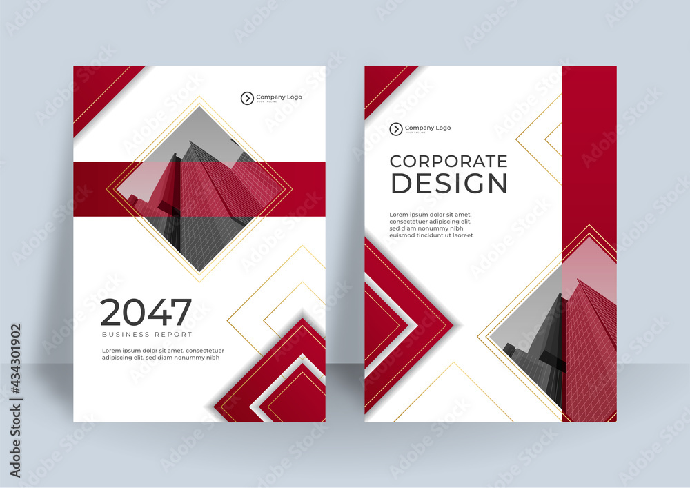 Set of business cover design template in red color for brochure, report ...