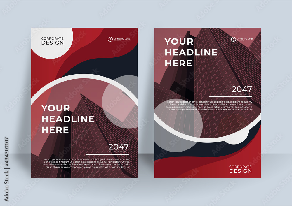 Cover red design for annual report and business catalog, magazine ...
