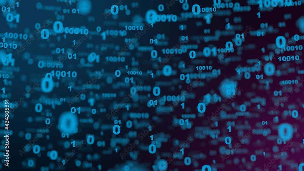 Virtual binary code. Abstract matrix concept. Digital background with ...