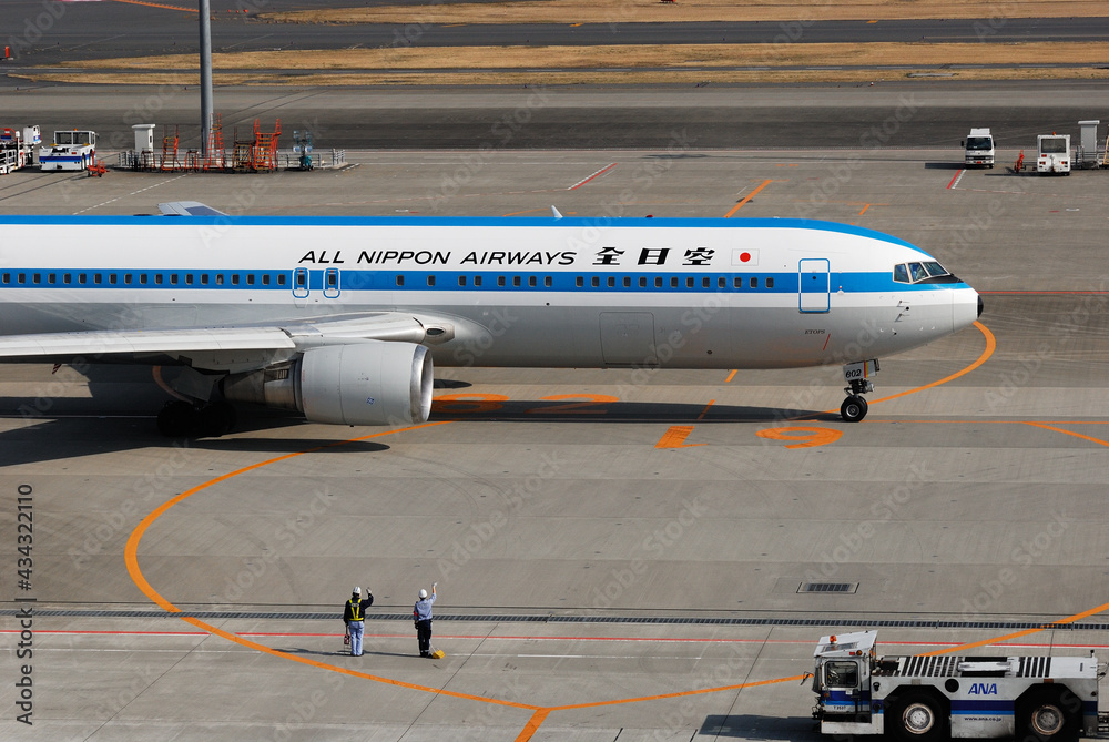 Tokyo, Japan - January 31, 2010: All Nippon Airways (ANA) Boeing B767 ...