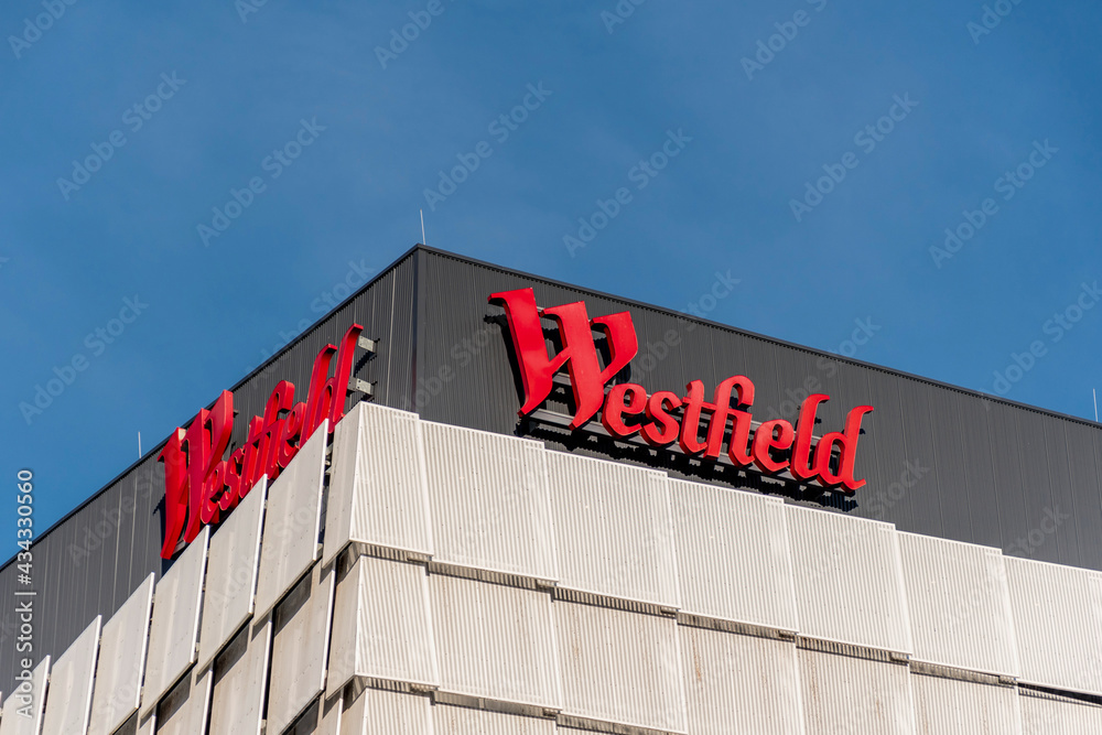 2021-05-02 Sydney, Australia Westfield Miranda shopping centre exterior ...
