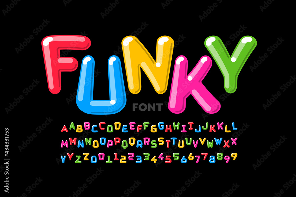 Vetor de Funky playful style font design, colorful alphabet letters and ...